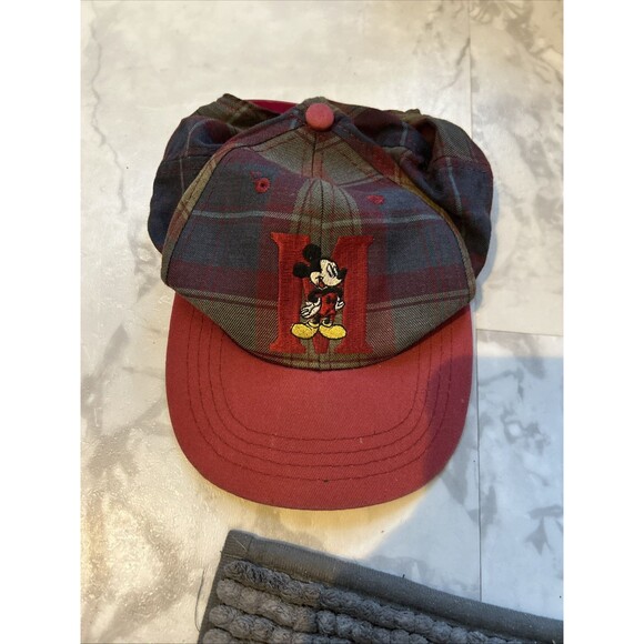 Disney | Other | Mickey Mouse Hat Snapback Red Plaid Mickeys For Kids ...